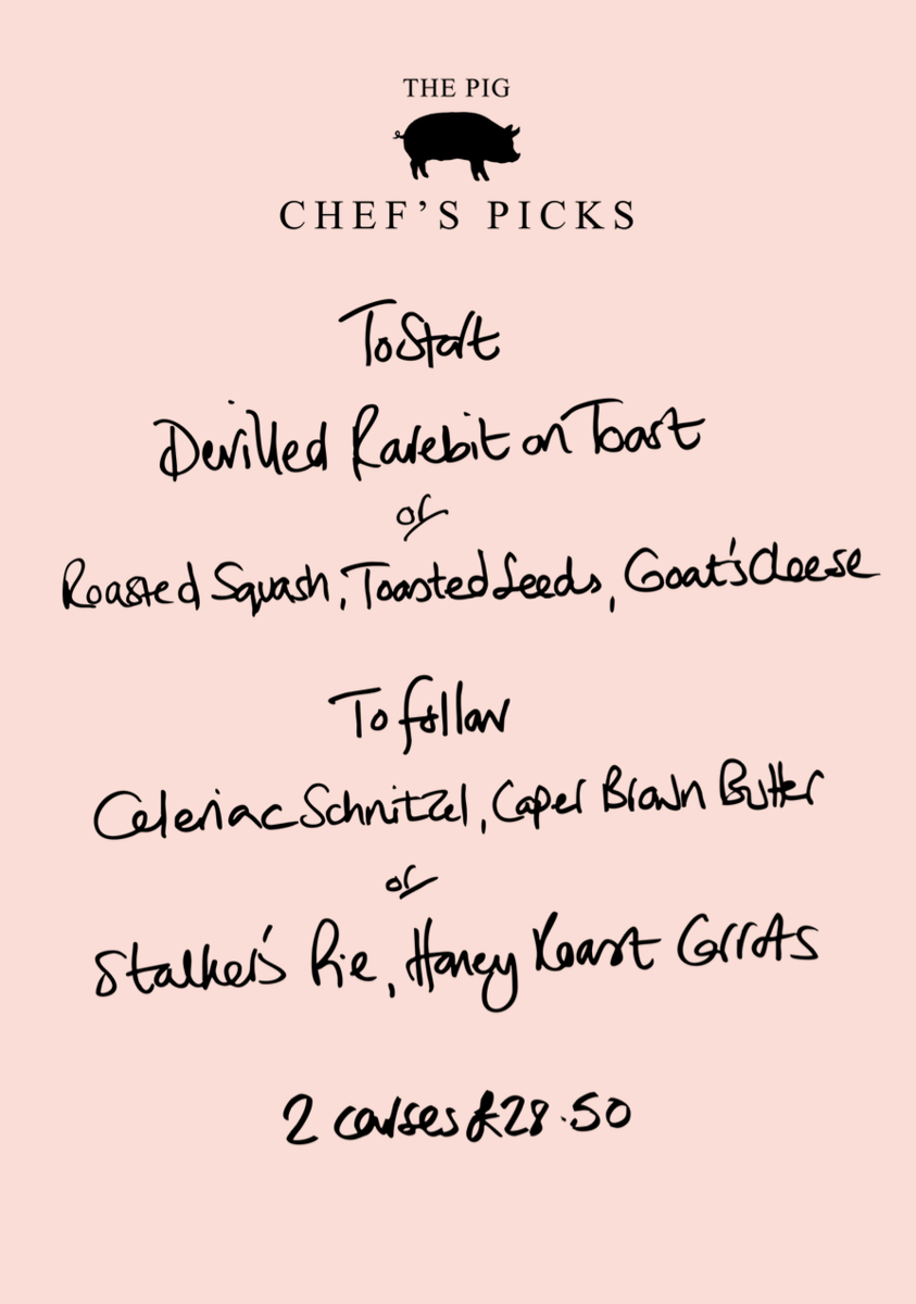 Chef's Picks - Mid-week lunch for £28.50 per person - THE PIG